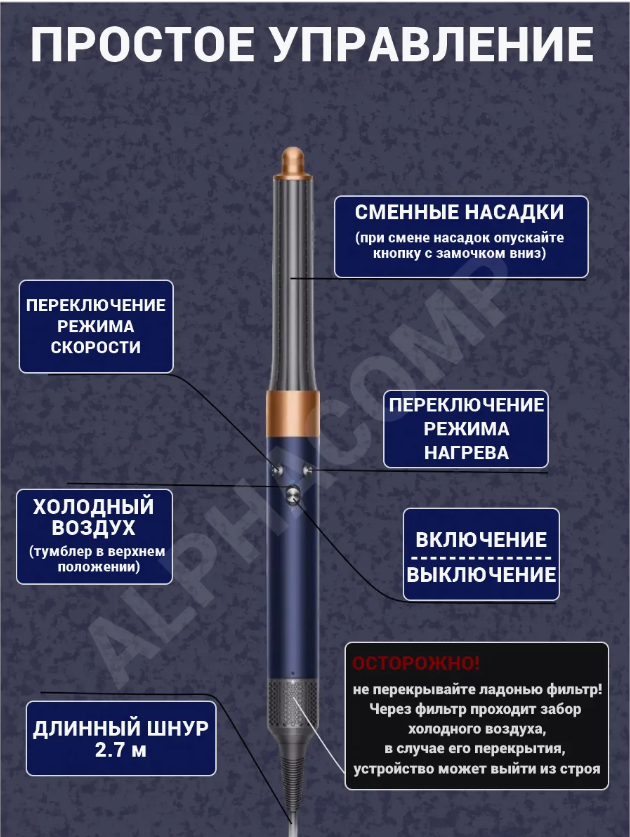 Мультистайлер SenCiciMen "X9 Treasure", синий, керамическое покрытие