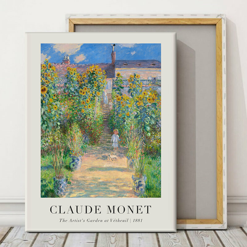Картина на холсте 40х50 см "Клод Моне - Сад художника в Ветёе репродукция", на стену для интерьера