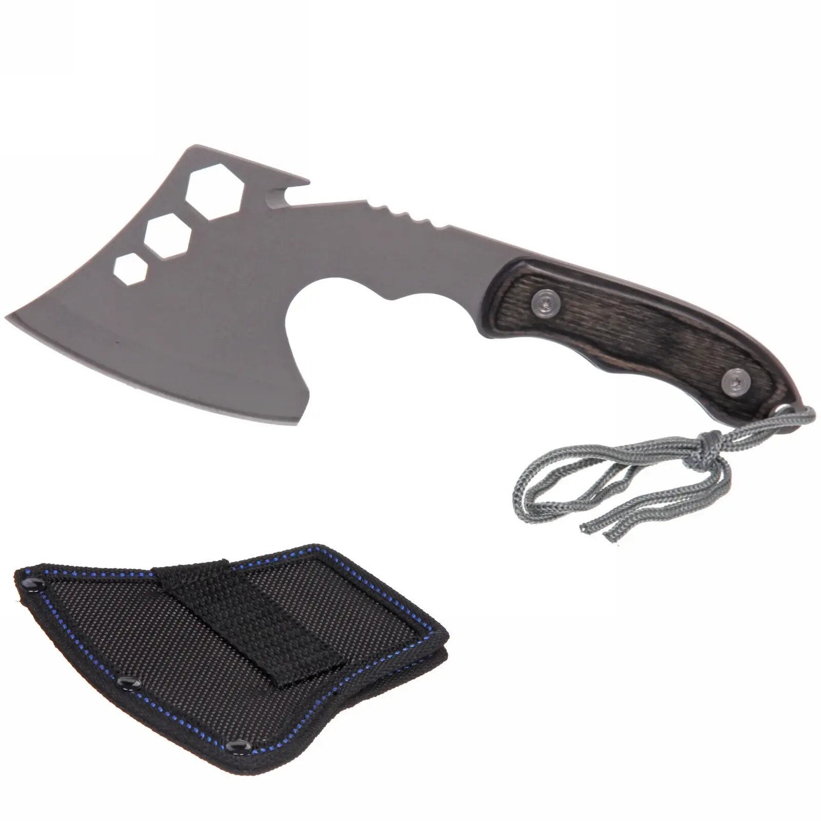 Топор туристический в чехле, 260*85*4 мм, лезвие металл черный, ручка дерево, компактный, удобный для походов и дачи