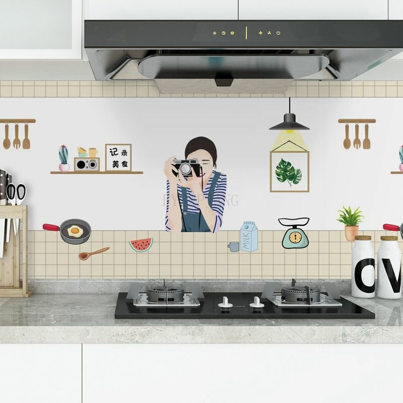 Утолщенные самоклеящиеся ПЭТ-наклейки для кухни, маслостойкие, 50 см*5 м, устойчивы к высоким температурам и легко моются, обои для ремонта стен шкафов и плит