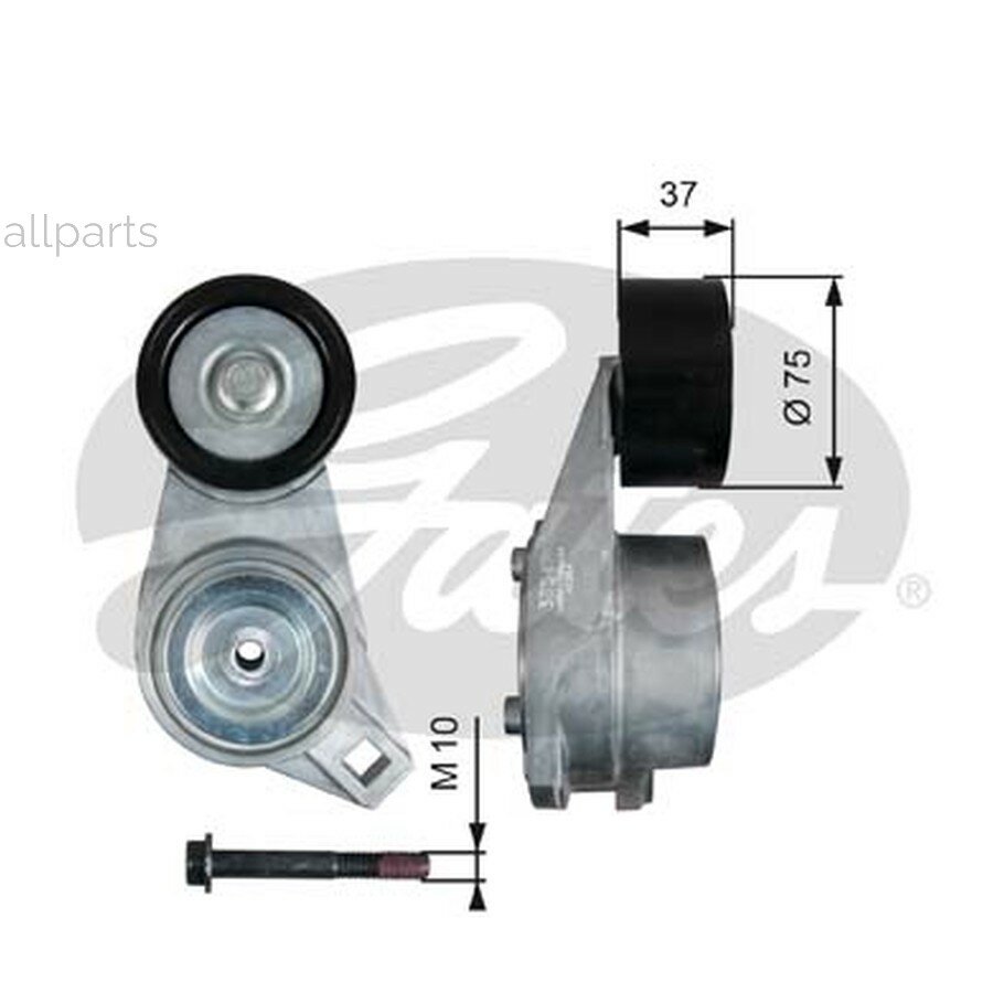 GATES T38547 натяжитель ремня в сборе! 74x38.3x70.5 \ Volvo FM/FH12 D12C, ЯМЗ-650