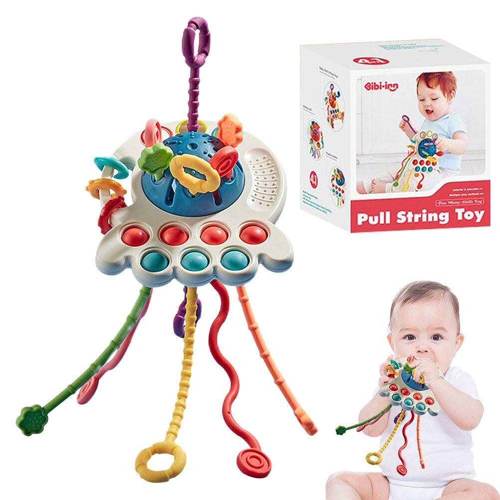 Игрушка-осьминог на веревочке, развивающая сенсорные навыки, пищевой силикон, игрушки для малышей, дорожные игрушки для детей, игрушки для развития мелкой моторики, подарок.