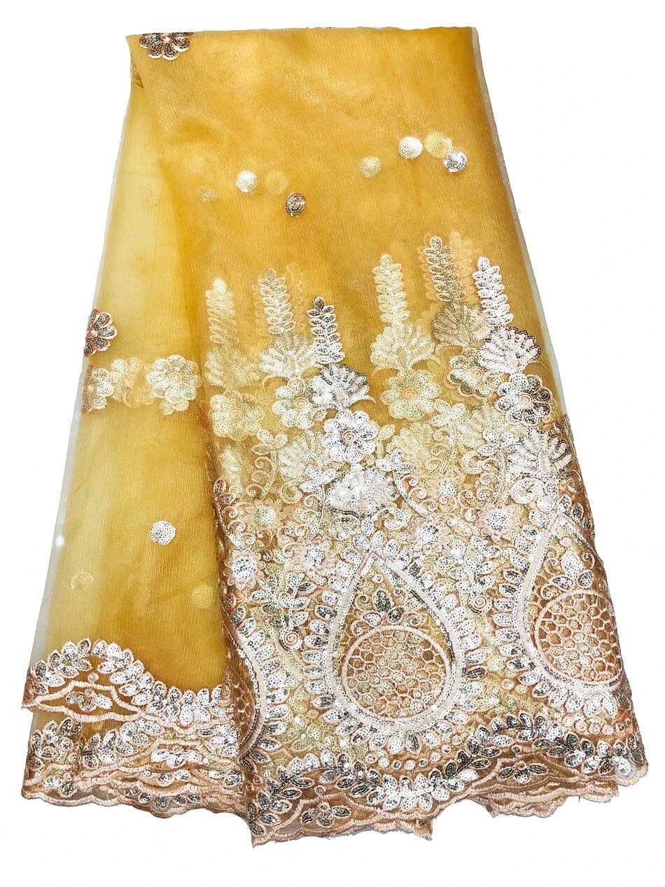 Персиковая африканская кружевная ткань 5 ярдов ALC As Picture