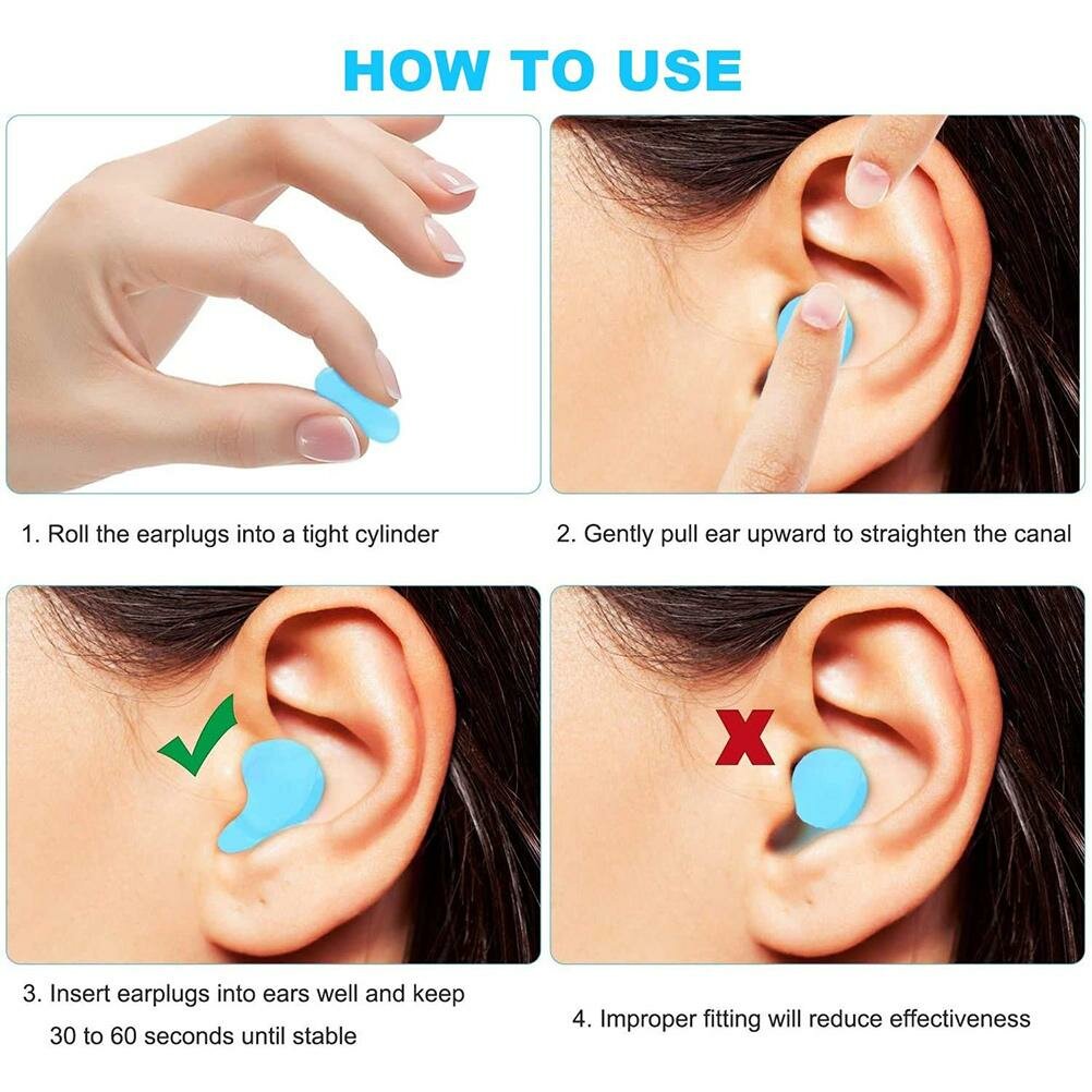 12 шт. силиконовые беруши с шумоподавлением, водонепроницаемые многоразовые беруши для сна