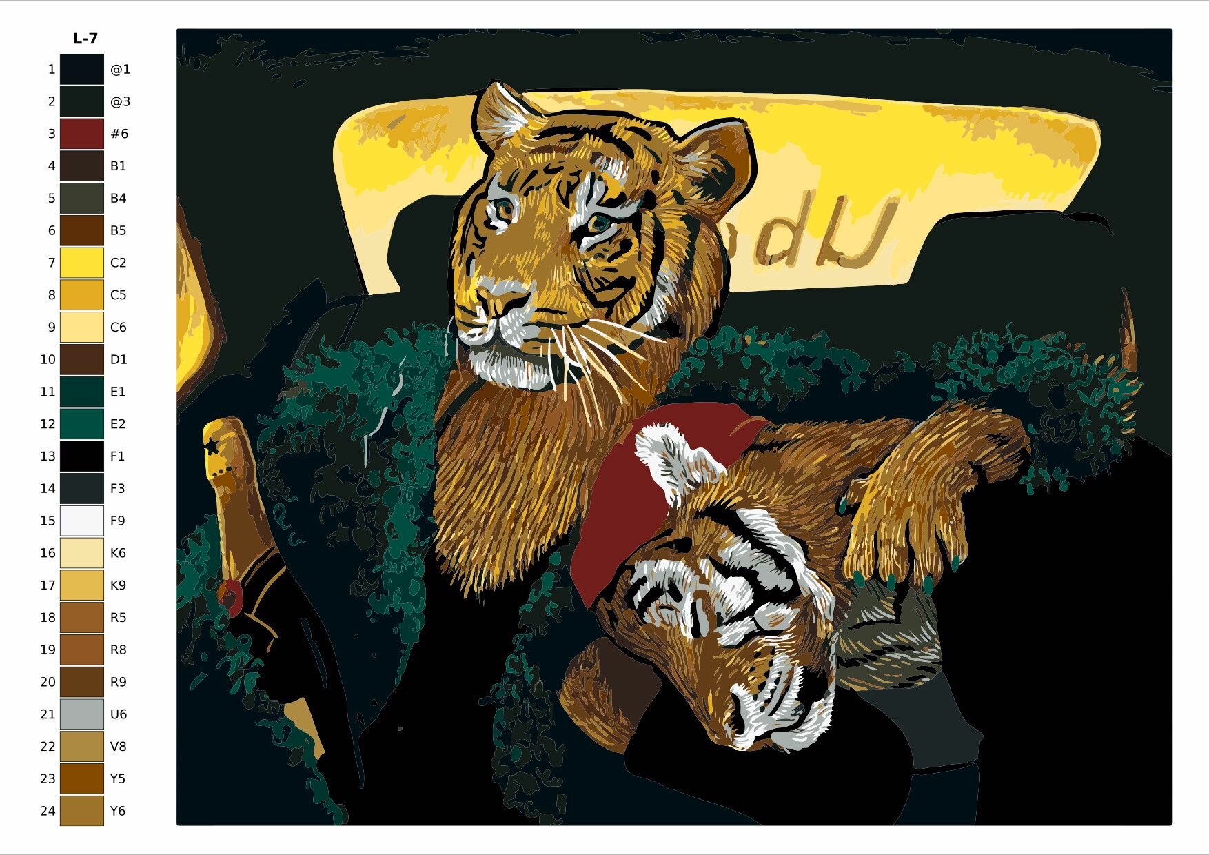 Картина по номерам L-7 "Иллюстрация картины - Тигры. Художник Хозацкая Екатерина" 40x50 см