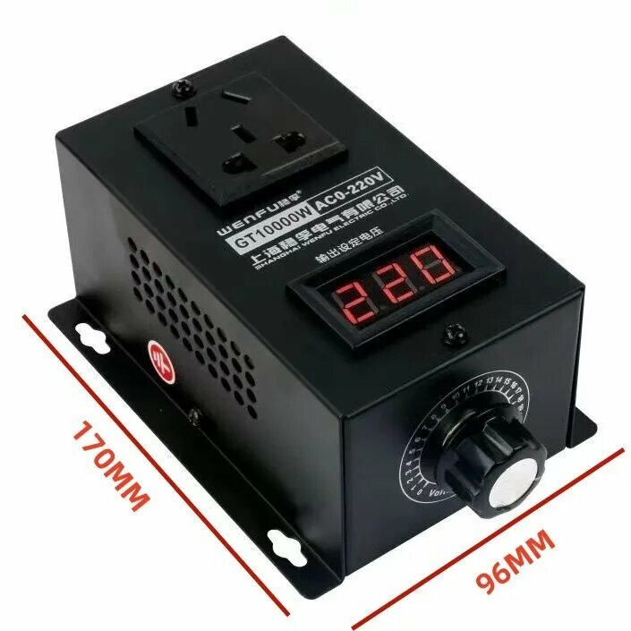 Регулятор напряжения, мощности ТЭН AC 10000Вт, 220В с переменным резистором GT-10000W