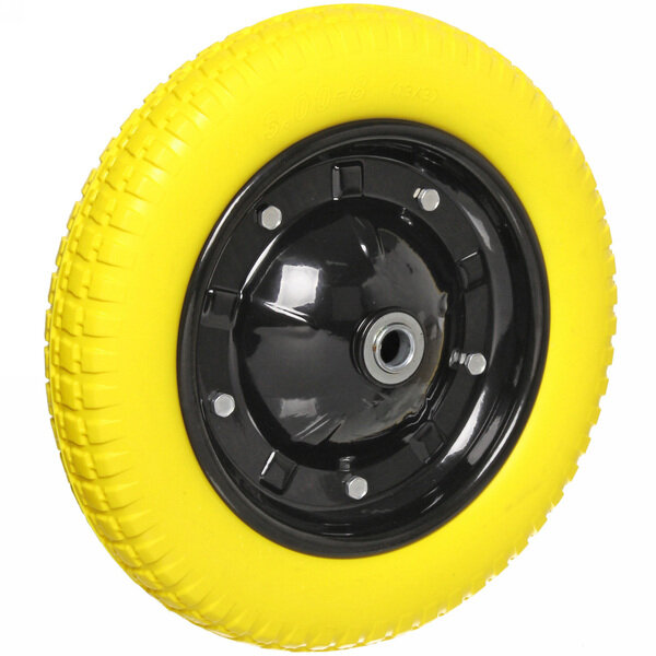 Колесо к тачке, бескамерное, пенополиуретан, желтое, 3.00x8, 13", ось 20 мм