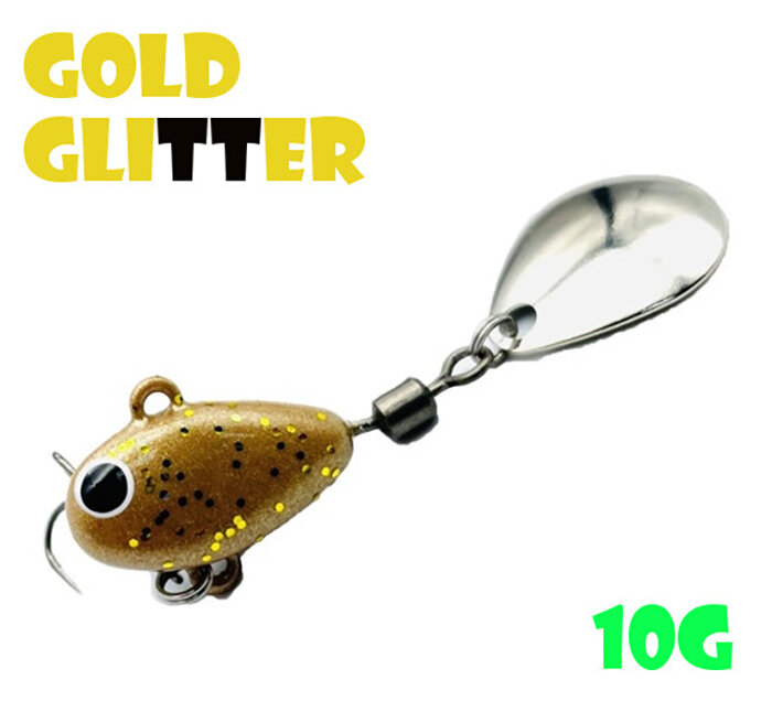 Блесна Тейл-Спиннер для рыбалки Uf-Studio Hurricane 10g #Gold Glitter