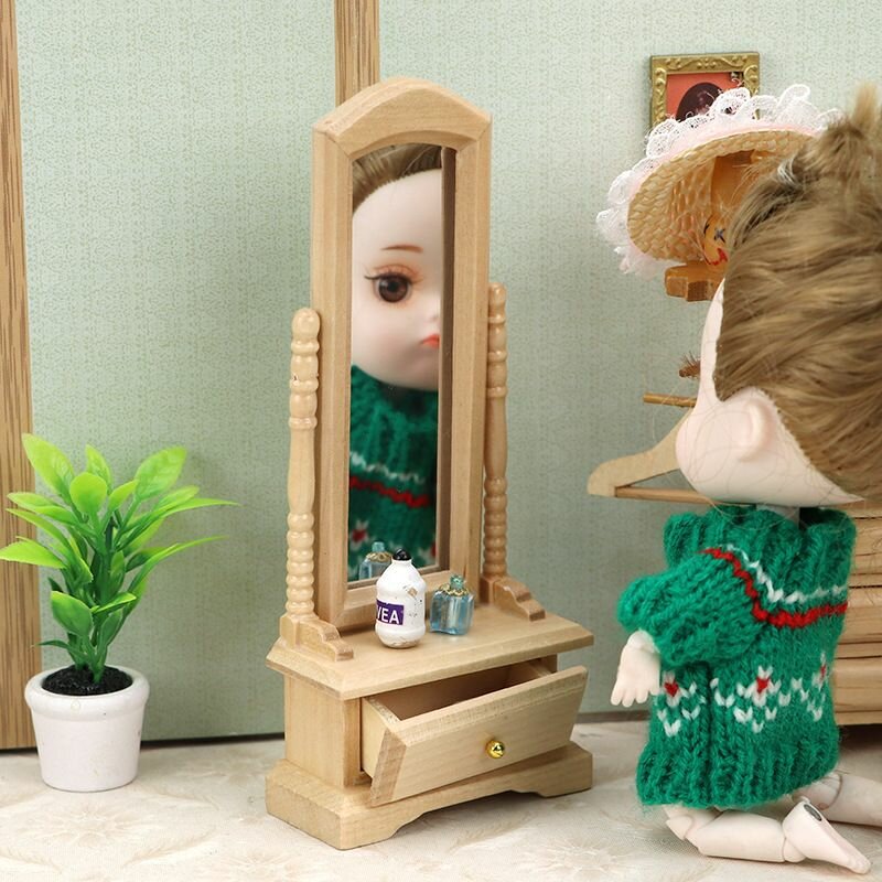 Зеркало для аксессуаров для кукольного дома, белое, детские игрушки, зеркало для макияжа
