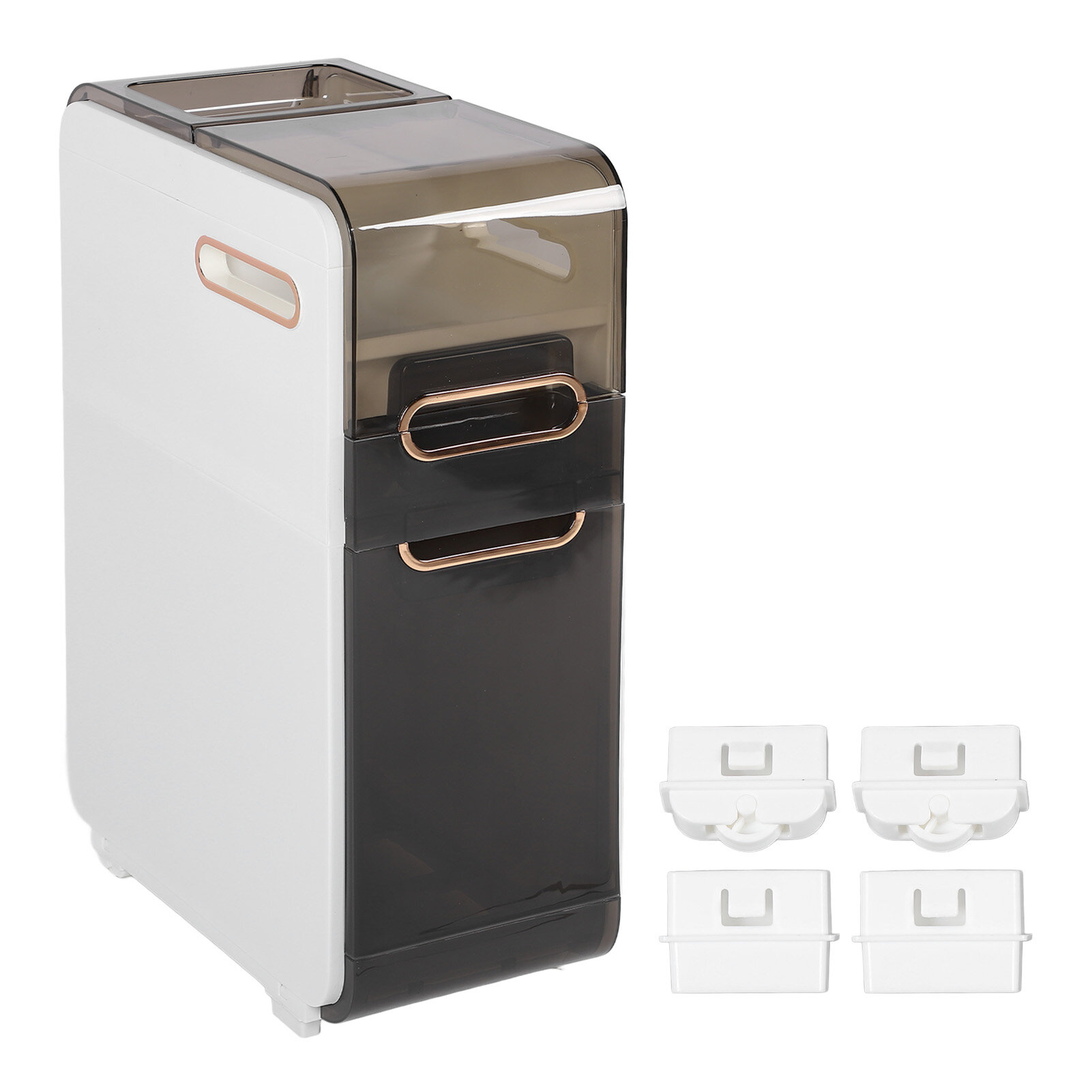 Тонкий шкаф для хранения в ванной комнате, пластиковый узкий шкаф для хранения в ванной, экономящий место, напольный органайзер, боковой блок, небольшой шкаф для хранения для туалета, белый, ширина 22 см / 8,7 дюйма