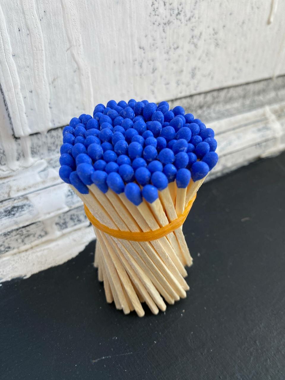 Спички длинные 75 мм, синие, 100 шт. (пучок больших спичек с цветной головкой), без чиркало