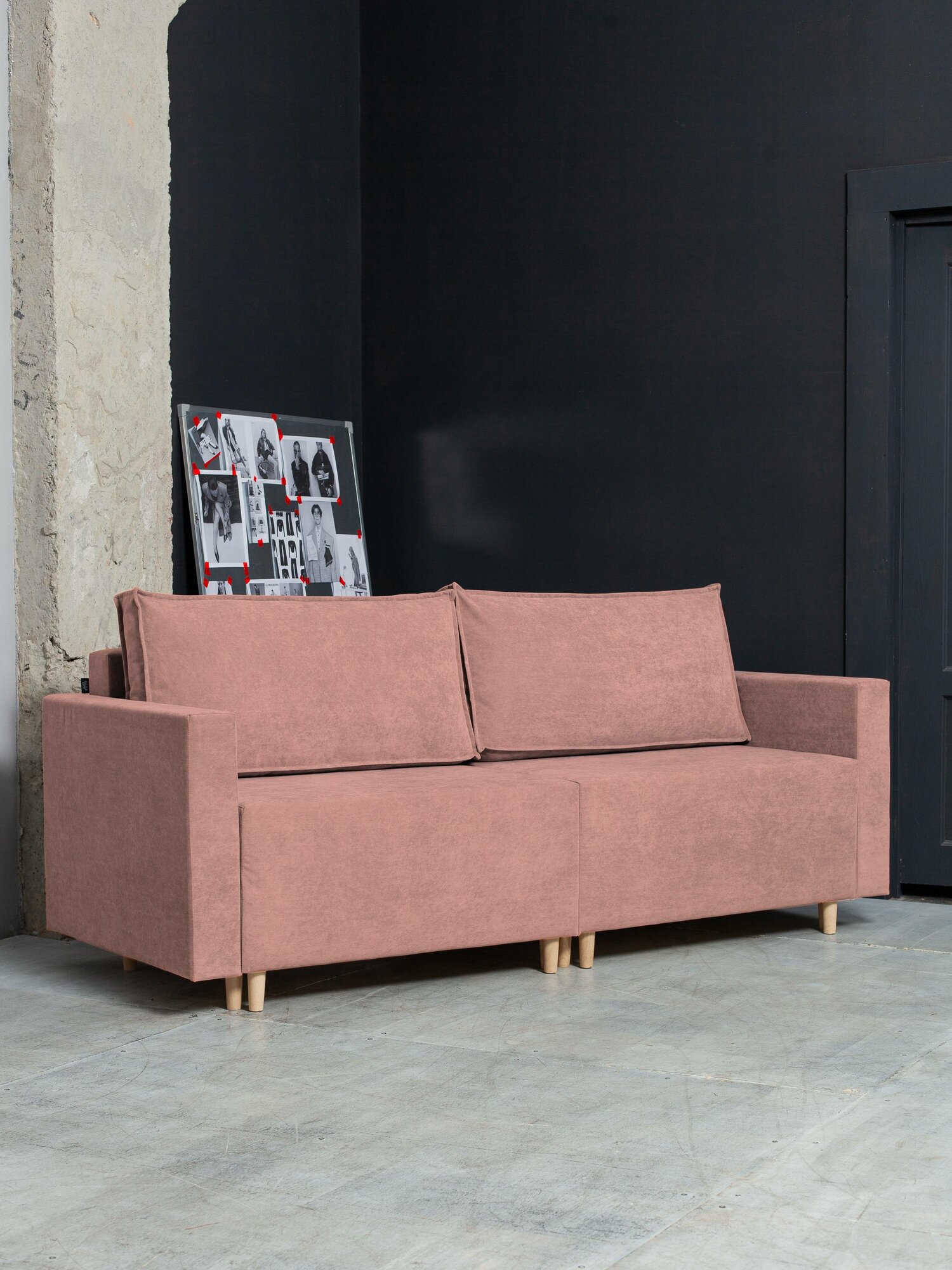 Раскладной диван кровать Чикаго прямой модульный, механизм еврокнижка, 217х85х84 см, розовый