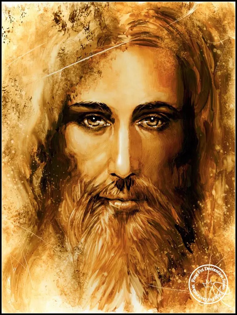 Алмазная мозаика на подрамнике "Портрет Иисуса" круглые бриллианты 40х50см