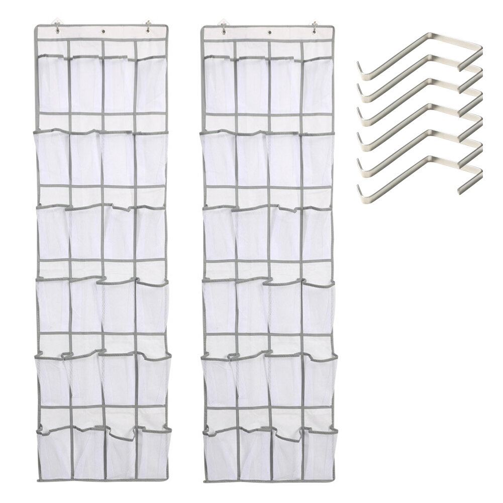 2 шт. 24 больших сетчатых кармана, сумка для хранения обуви за дверью, полка для обуви над дверью, белая
