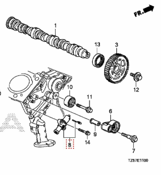 Натяжитель ремня ГРМ для Honda PILOT II, Crosstour, Acura MDXIII/RDX II и др. (3.5 V6); Артикул Honda: 14520RCAA01 (Оригинал)