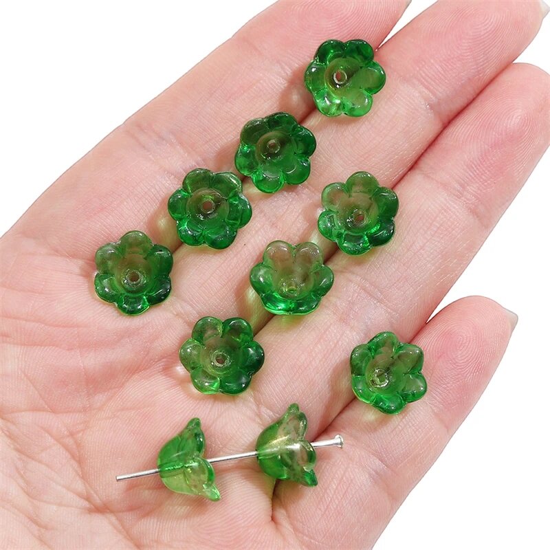 Бусины стеклянные градиентные Beadia 12х7 мм 10 шт Изумрудный, BGN