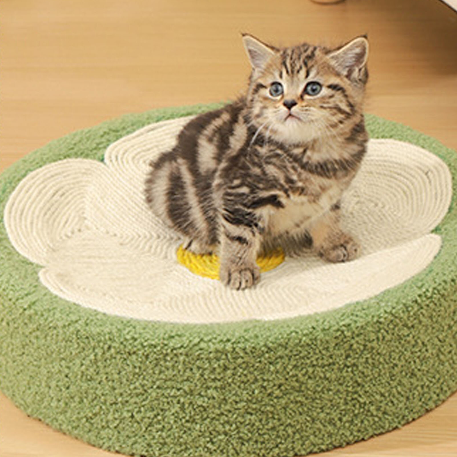 Когтеточка для кошек, многофункциональная веревка из сизаля, устойчивая к царапинам, шлифовальный коготь с цветочным узором, круглая когтеточка для кошек, кровать