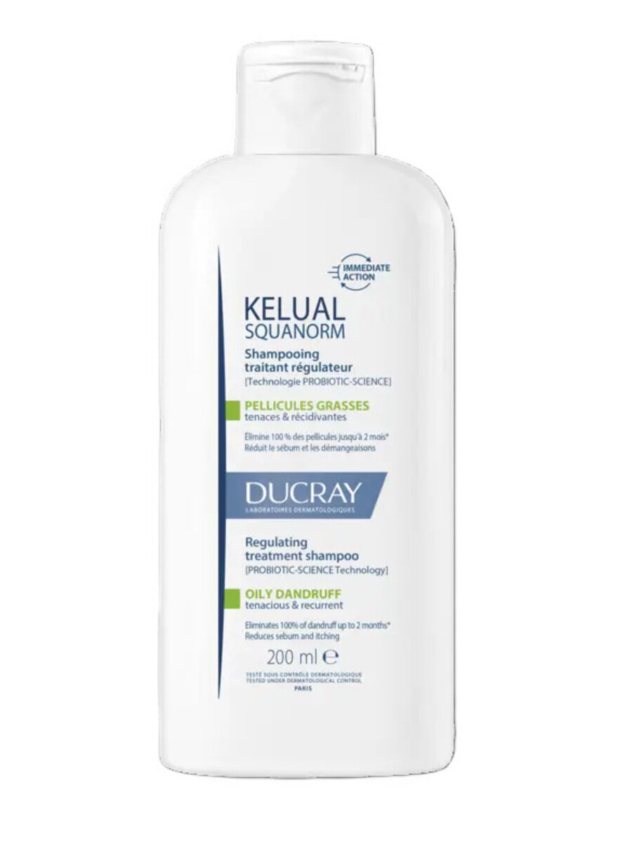 Шампунь Ducray Скванорм с кертиолом от жирной перхоти, 200 мл