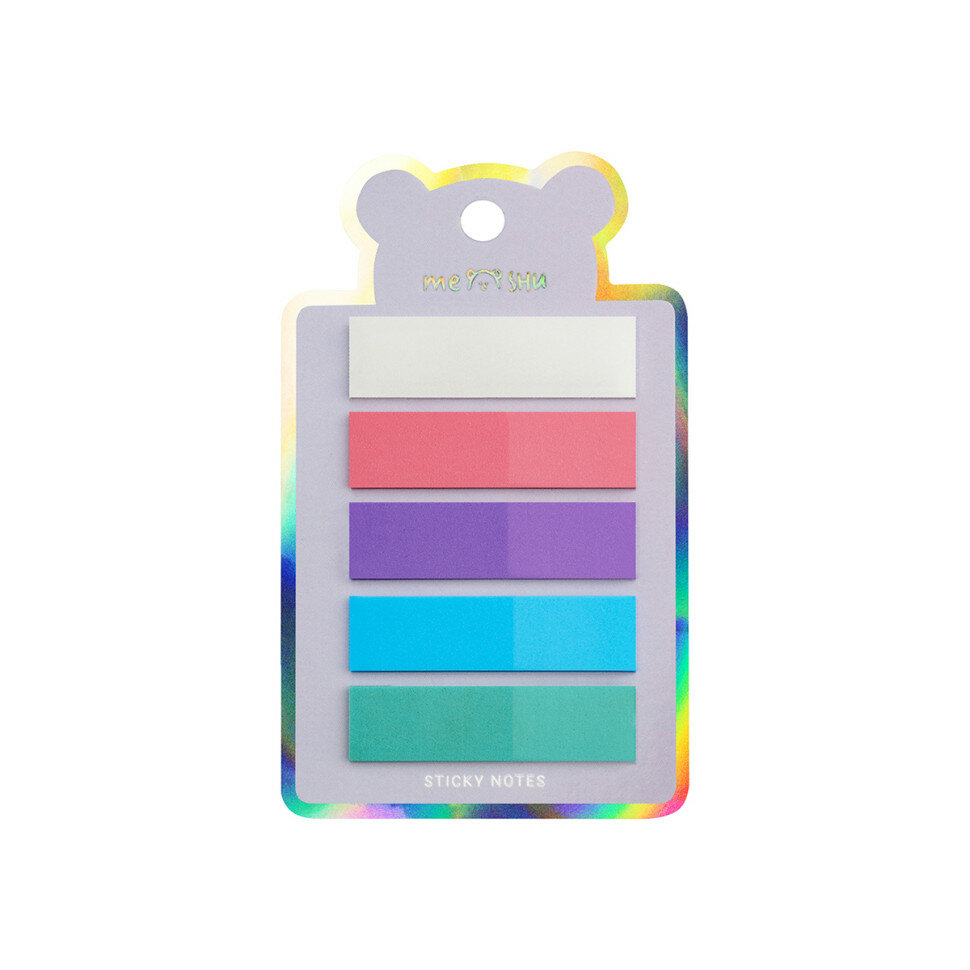 Флажки-закладки MESHU "Sparkle" пластиковые блестящие, 45*12мм, 20л*5 цветов, европодвес, 371416