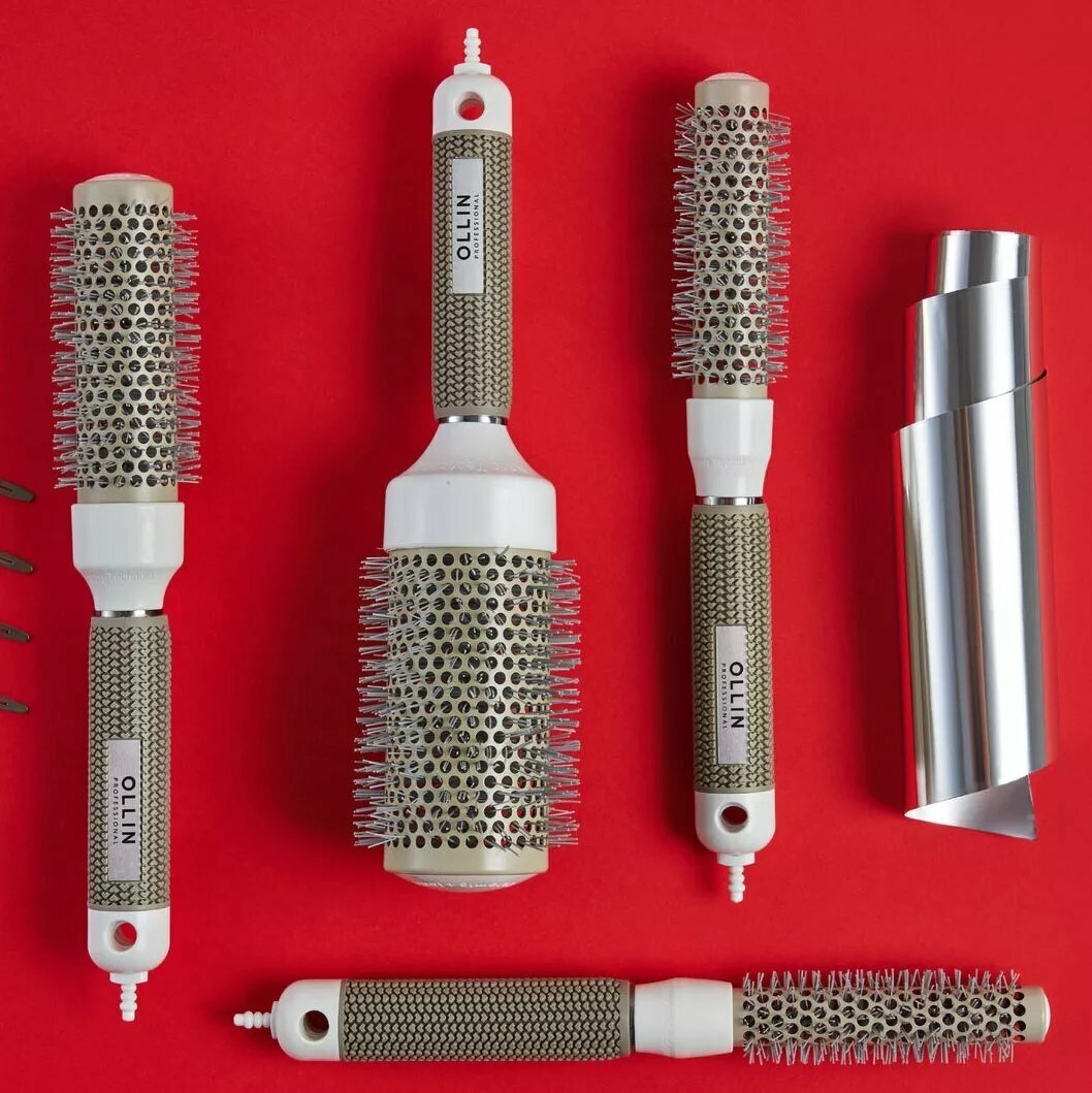 Брашинг Ollin Professional, с нейлоновой щетинкой, серый, 43мм
