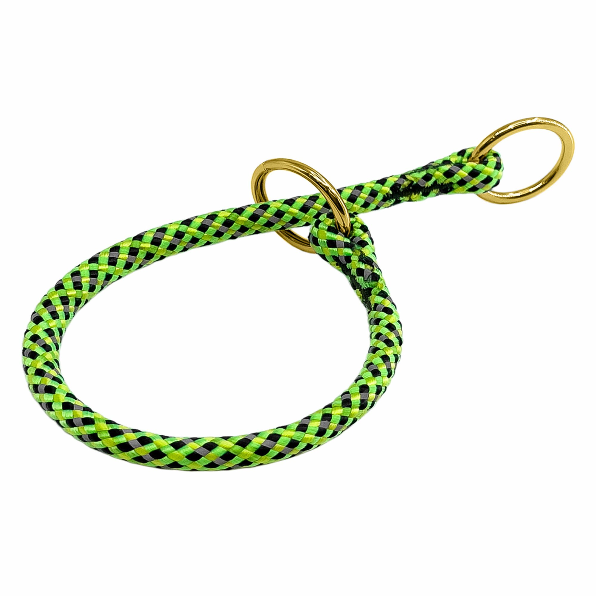 Ошейник-удавка для собак ZooOne с 2-я бронзовыми кольцами круглый светоотражающий, ширина 9 мм, длина 35 см, киви
