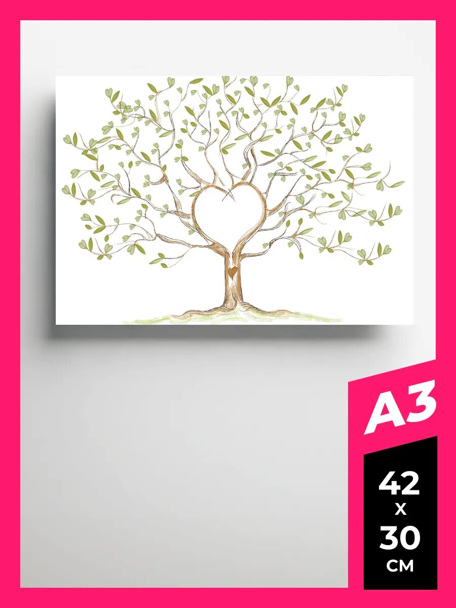 Плакат Семейное древо Постер 15 A3, матовая фотобумага премиум качества