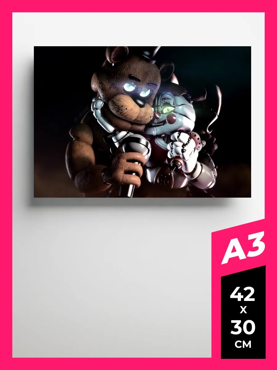 Постеры фнаф и плакаты FNAF Five Nights at Freddy’s 64, матовая фотобумага премиум качества