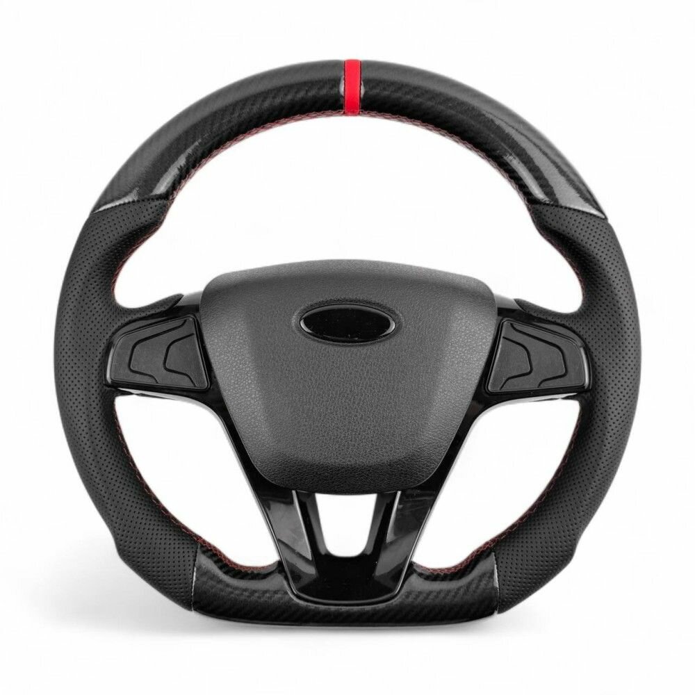 Руль 2170 анатомический карбон красный
