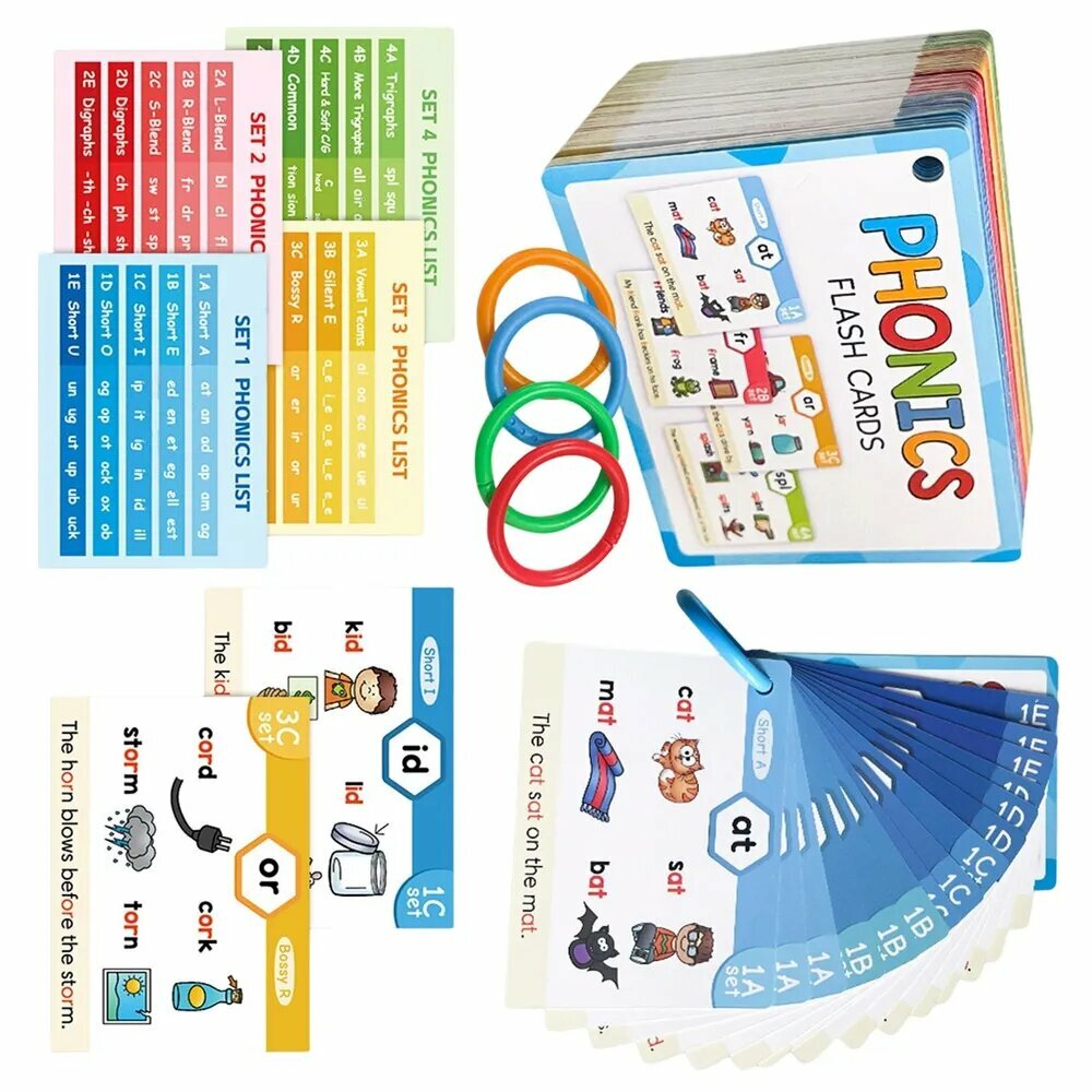 Флэш-набор обучающих карточек Phonics для чтения детьми на английском языке