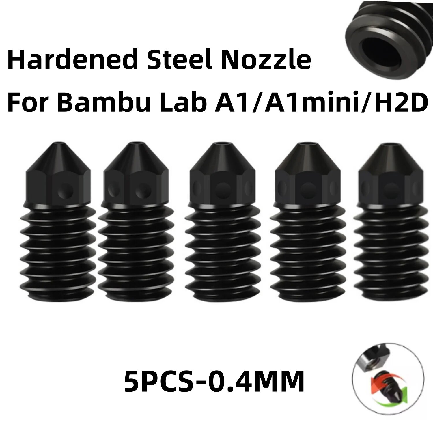 Набор насадок 0.4 мм для Bambu Lab A1/A1mini/H2D (5 шт)
