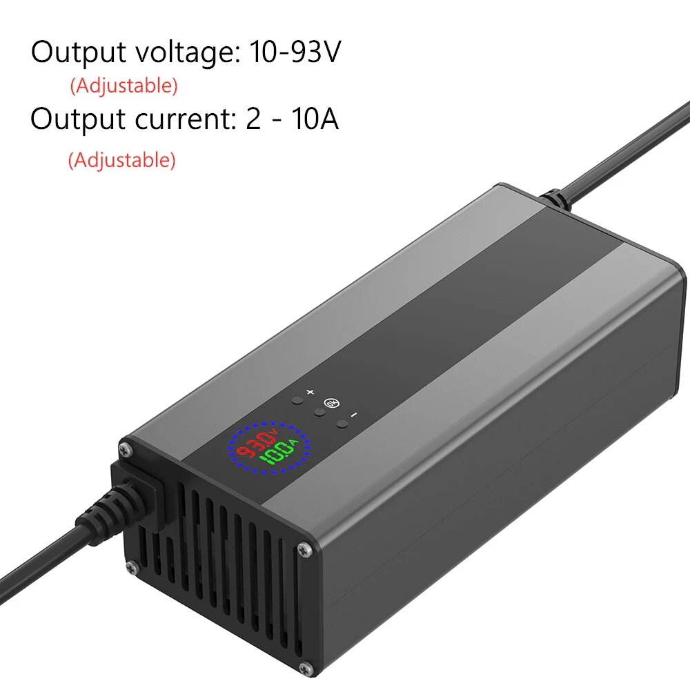 20A 10-93V Adjustable 24V 48V 60V 72V 84V 54.6V Li-ion Lifepo4 Lithium Battery Charger 8S 13S 14S 16S 20S 24S fast charge parts