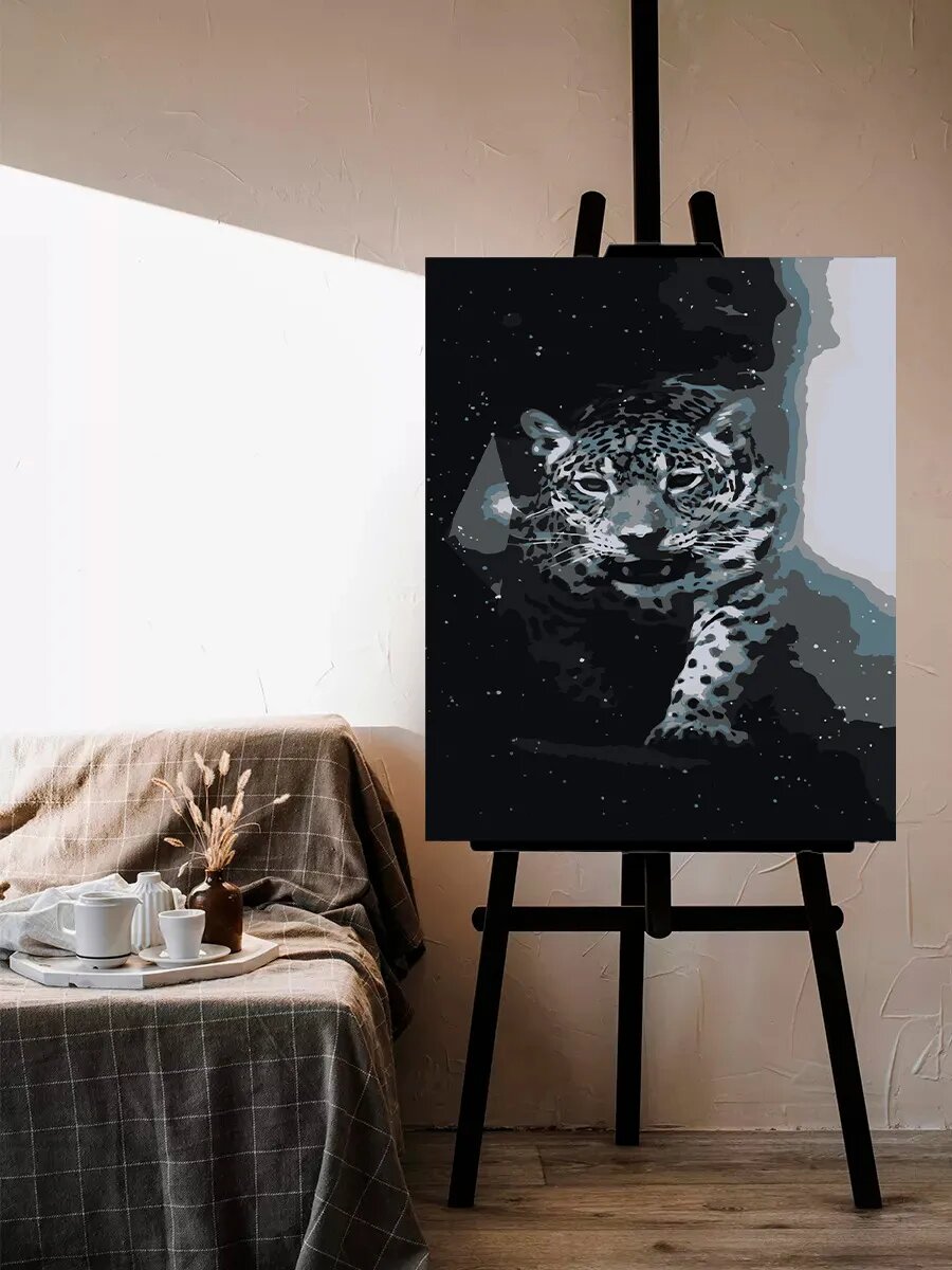 Картина по номерам Леопард в Ночи Животное