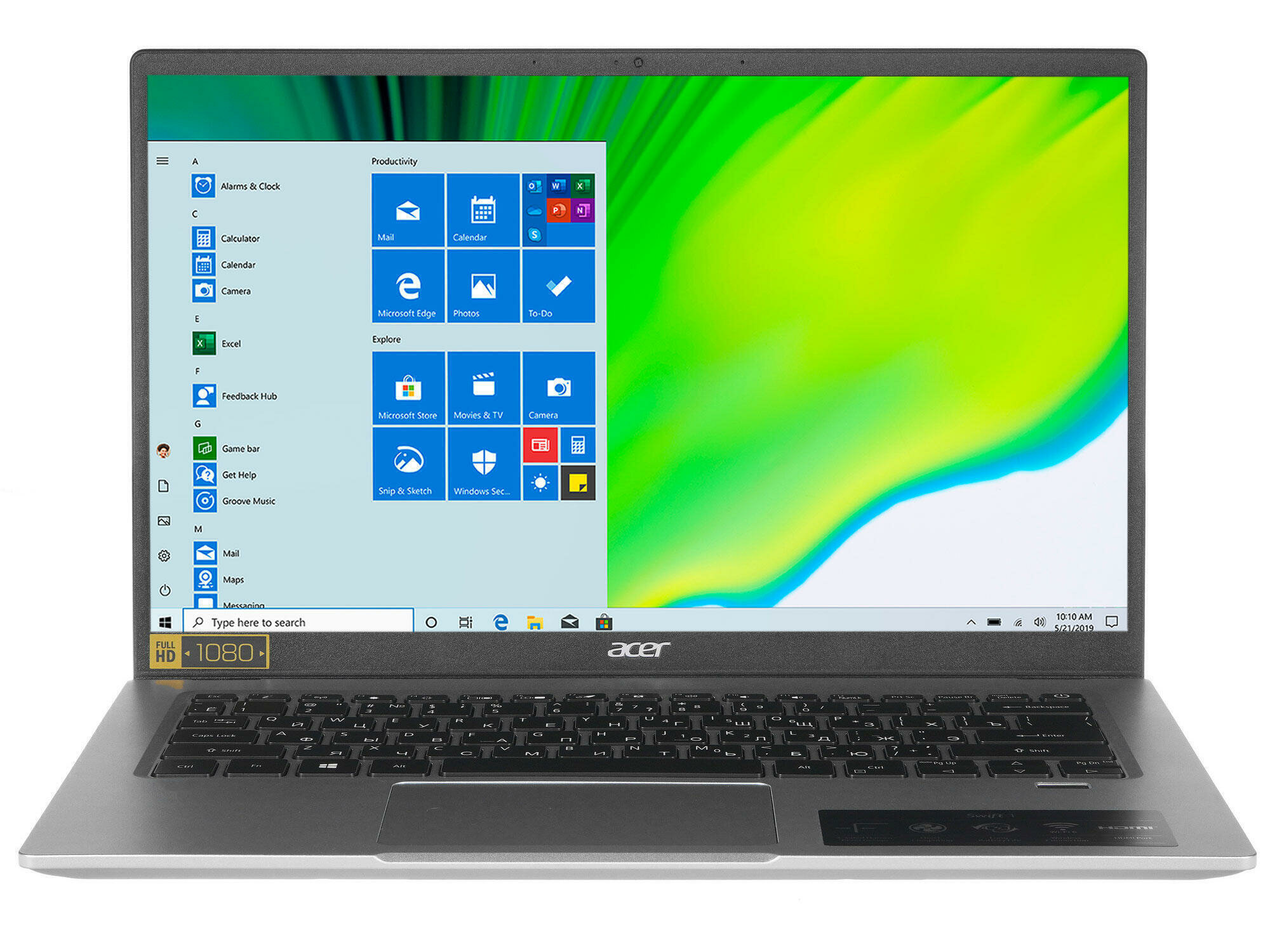 14" Ноутбук Acer Swift 1 SF114-34-P4YA (NX. A76ER.003) серебристый - 1920x1080, IPS, Intel Pentium Silver N6000, ядра: 4 x 1,1 ГГц, 4 ГБ, eMMC 64 ГБ, Intel UHD Graphics 615, Windows 10 Home