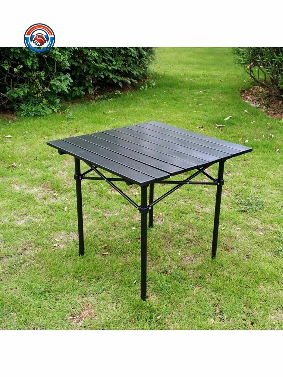 Складной туристический стол алюминиевый 50x50 см, лёгкий раскладной столик для пикника, кемпинга, рыбалки и охоты, компактный стол-книжка в чехле, нагрузка до 50 кг
