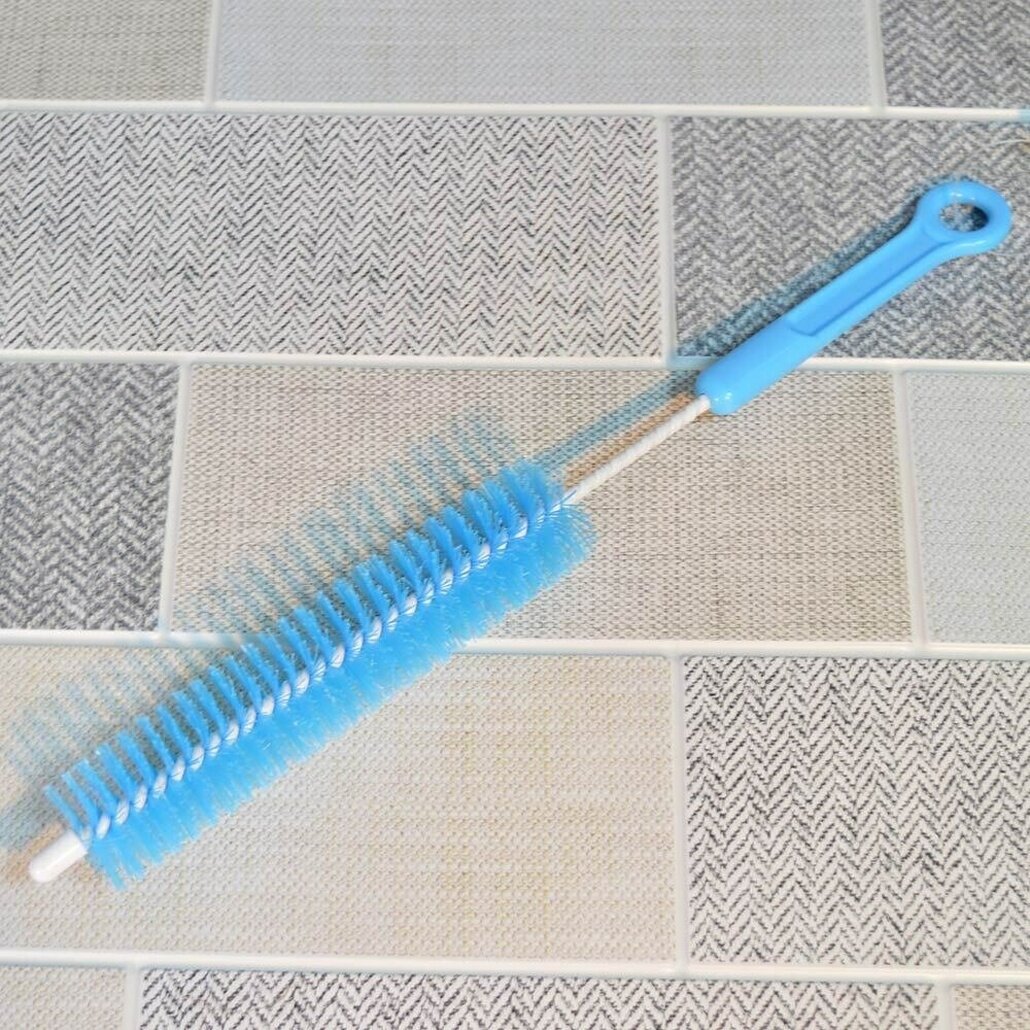 Ершик для мытья бутылок 30х3х3см, пластиковая ручка, синяя щетина