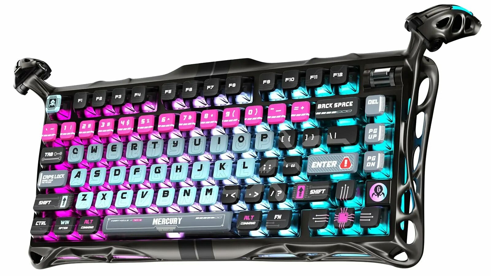 Игровая клавиатура GravaStar Mercury V75 Pro 75%, проводная, с возможностью горячей замены, с возможностью записи на 8000 Гц, двухзонная RGB, полуалюминиевая Fra