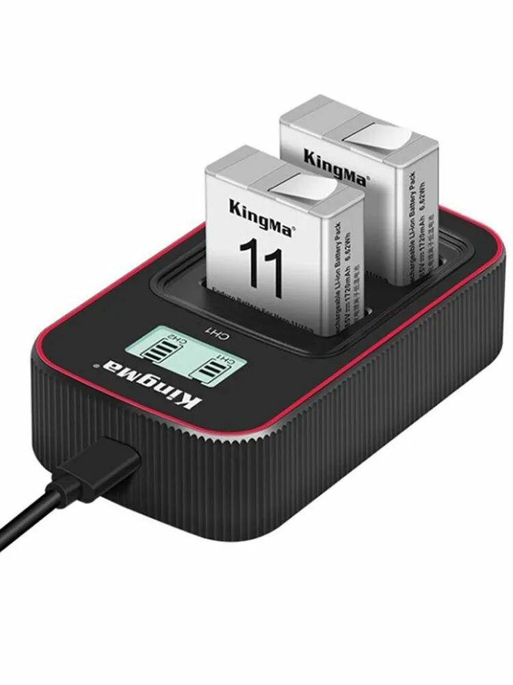 Аккумулятор Kingma ADBAT-011 ENDURO 2шт + зарядное устройство для GoPro 12 11 10 9