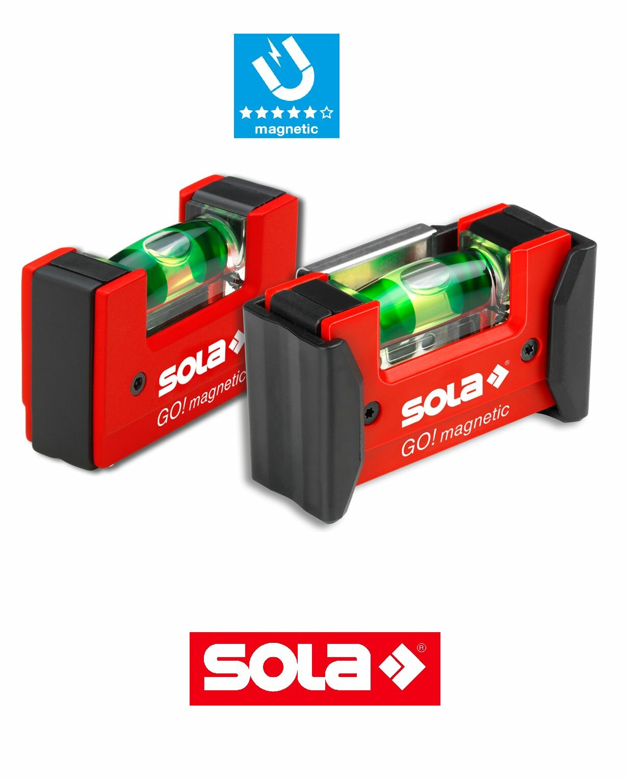 Компактный магнитный уровень SOLA GO! Magnetic, с клипсой (01621201)