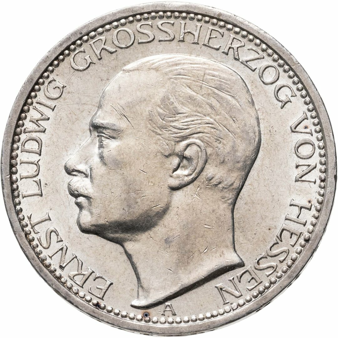 Германская Империя, Гессен 3 марки mark 1910 А, Серебро 900, в сохранности UNC