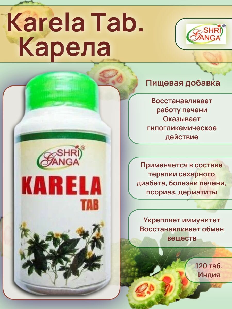 Karela Tab Shri Ganga, Карела Шри Ганга, 120 таб. при сахарном