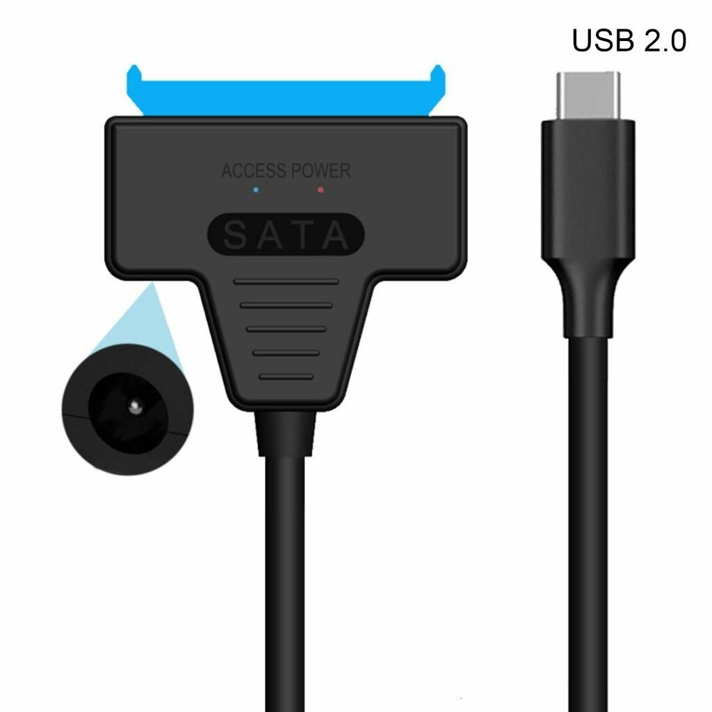Кабель USB3.0-SATA для HDD/SSD, Порт C с питанием от постоянного тока - USB2.0 Вход