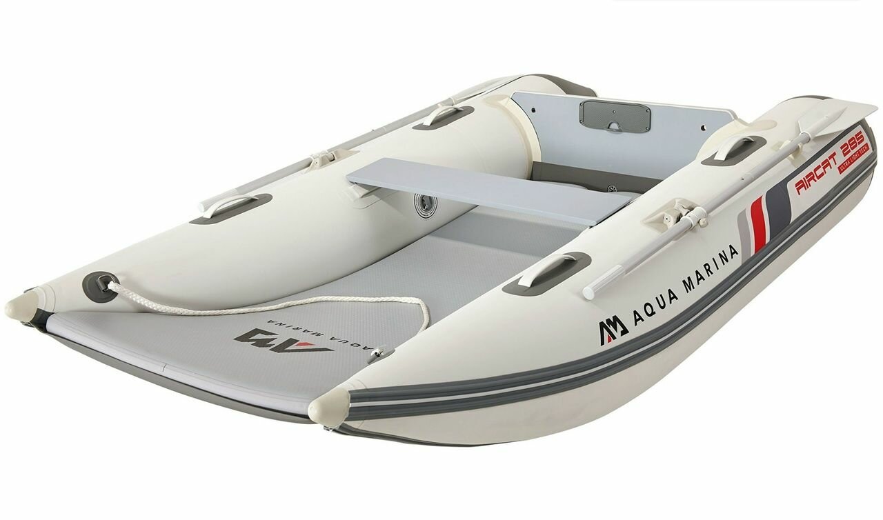 Лодка-катамаран надувная Aqua Marina AIRCAT 285 см с транцем под мотор / Катамаран для рыбалки и водных путешествий