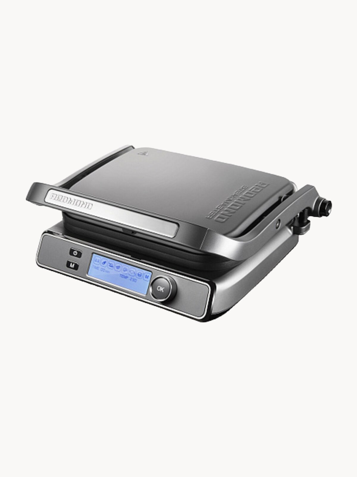 Гриль электрический редмонд GM301, 7 программ, датчик толщины стейка, степень прожарки, режим барбекю, противень