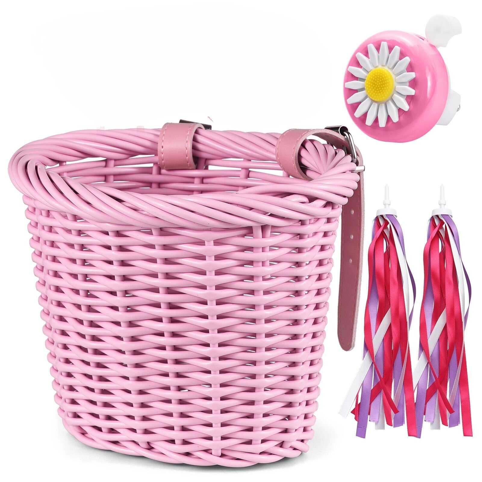 Детская корзина для велосипеда для девочек, передние аксессуары для велосипеда с кисточками на руле, для велоспорта, возраст 3-13 лет.