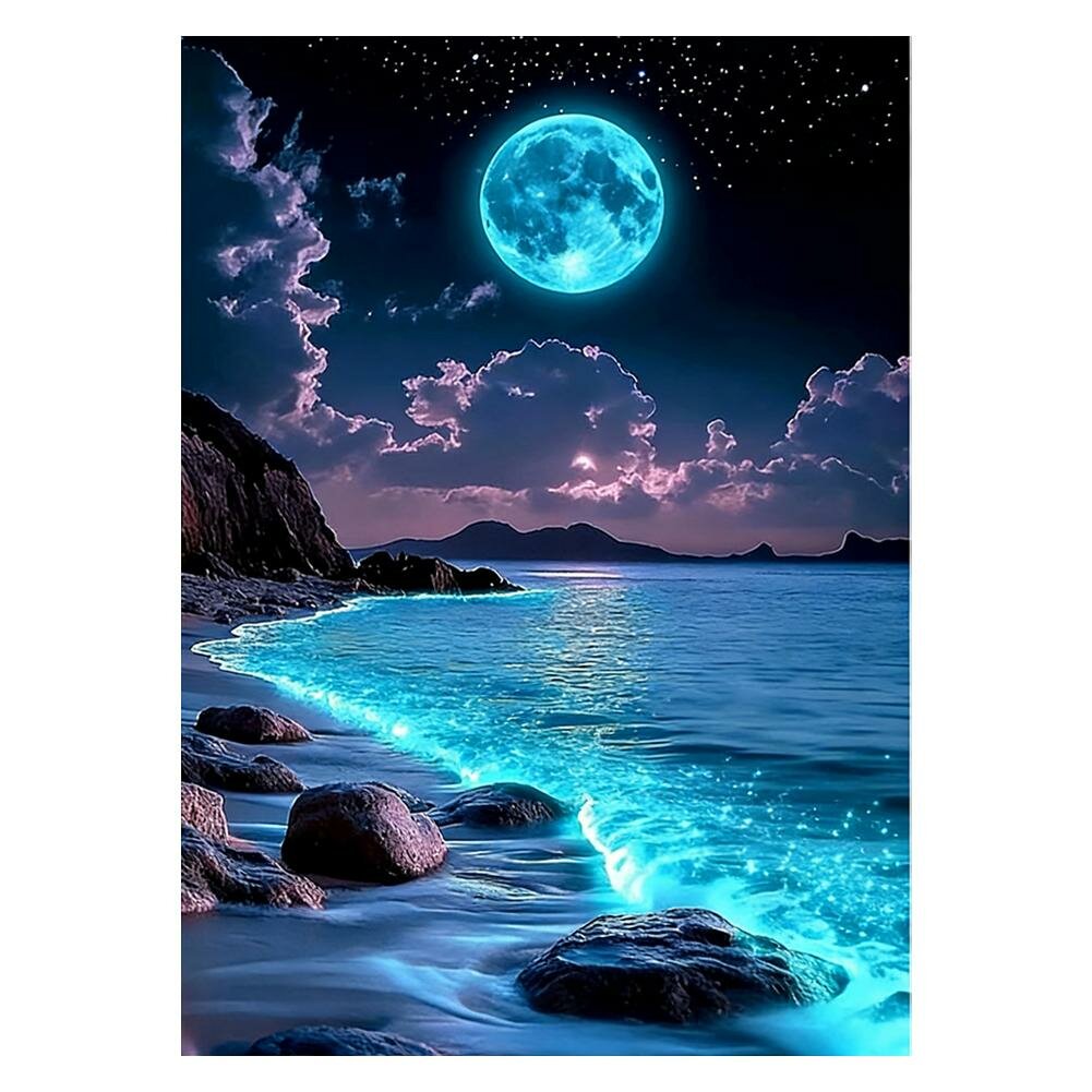 Алмазная мозаика, Серия "Луна" круглая алмазная роспись, 30x40 см
