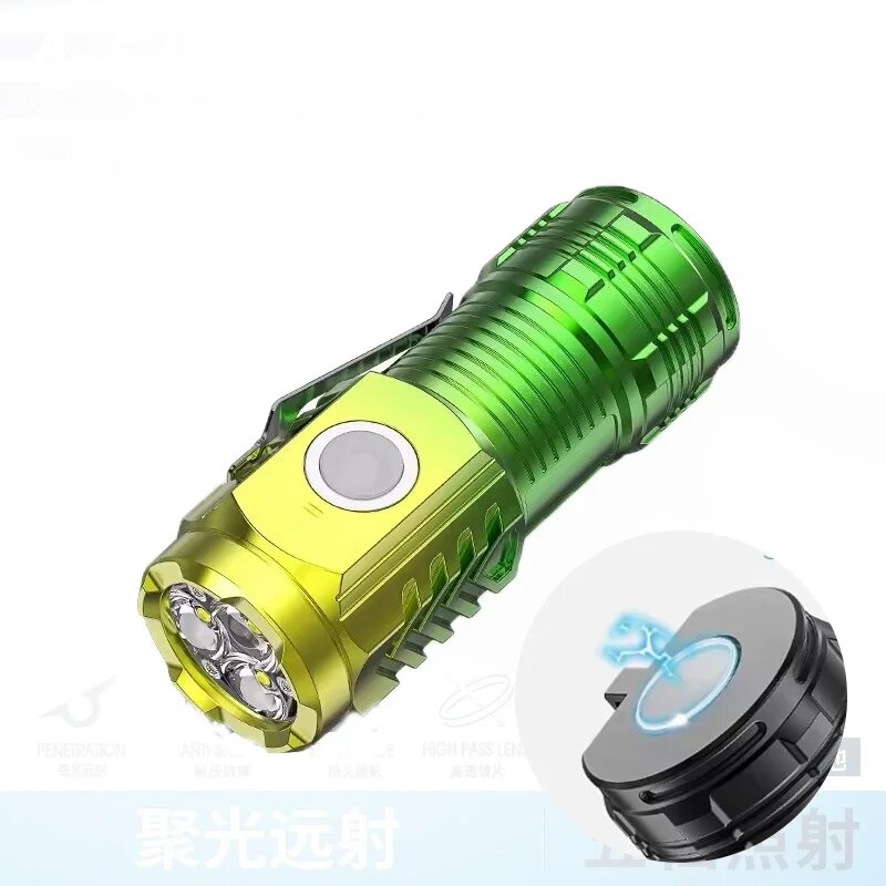 Зеленый светодиодный фонарь Heinast 18350 USB Перезаряжаемый Водонепроницаемый