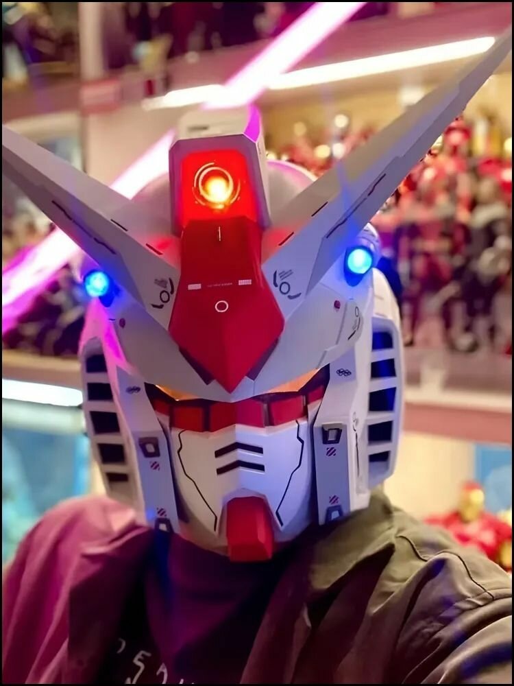 Шлем Gundam RX-78-2 1:1 носимый Cosplay с подсветкой и звуком, новинка 2025 года, для фанатов аниме и коллекционеров, с подставкой.