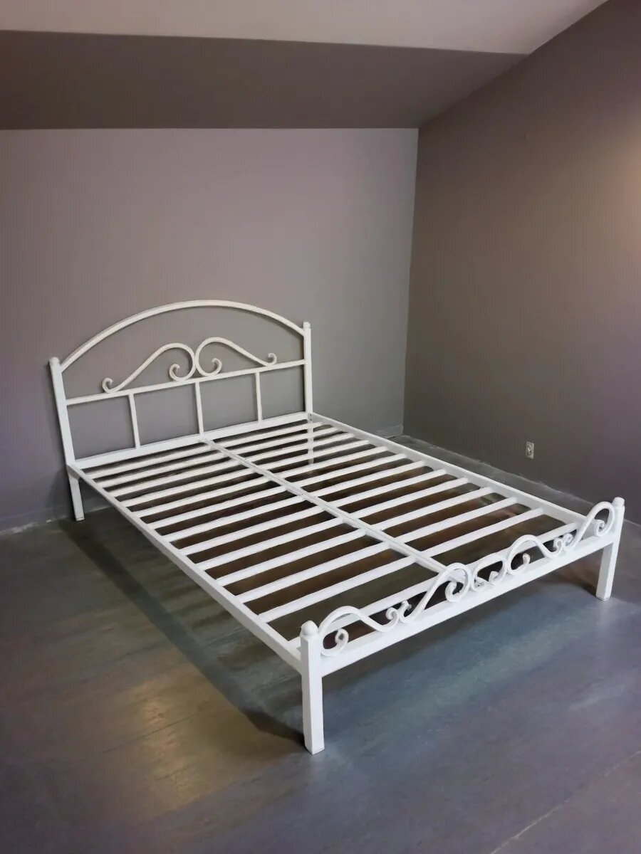 Кровать Loft Mebel Ариэль 200, кованая, белая, двухспальная, металл, 200х200