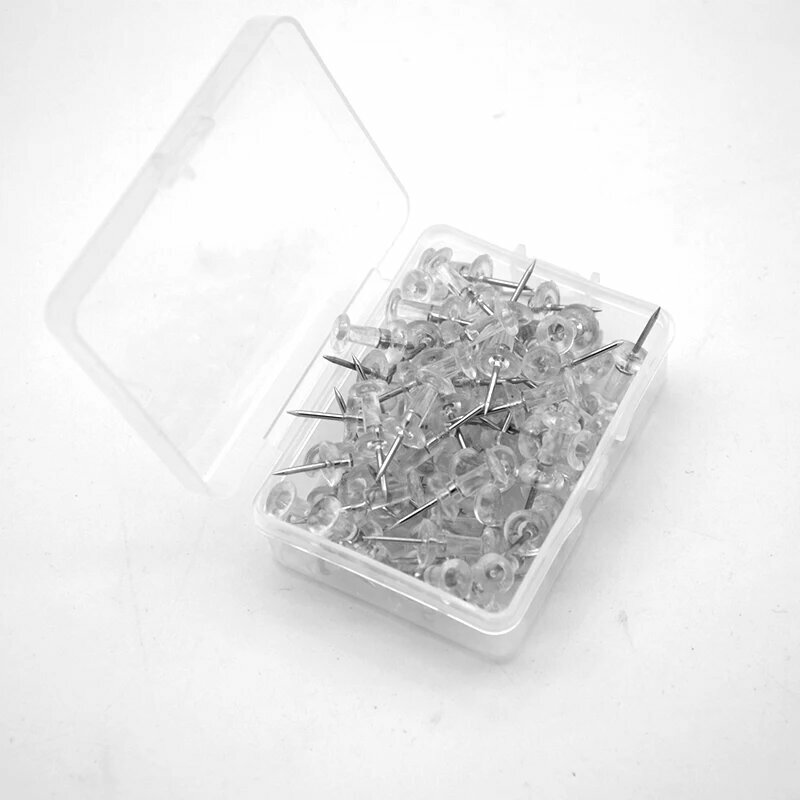 Пластиковые прозрачные розовые золотые булавки для доски 02