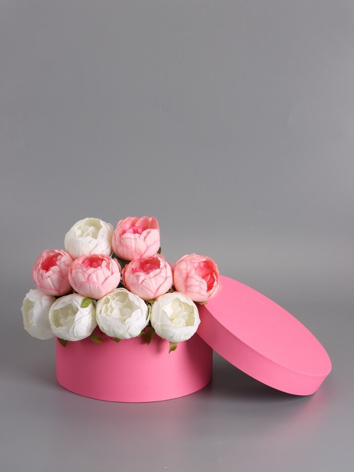 Коробка круглая подарочная, розовая, 25×12 см